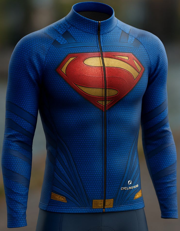 Superman Long Sleeve Cycling Jersey - Pulling Turns Palestine national team cycling jersey